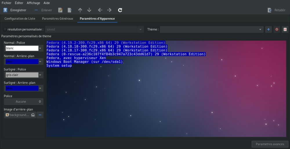 GRUB : Modifier l'image de fond (splashscreen) — Documentation Fedora-Fr